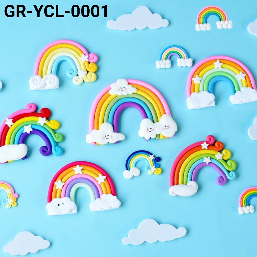 Jual GR-YCL-0001 Cake topper hiasan kue clay pelangi rainbow awan ...