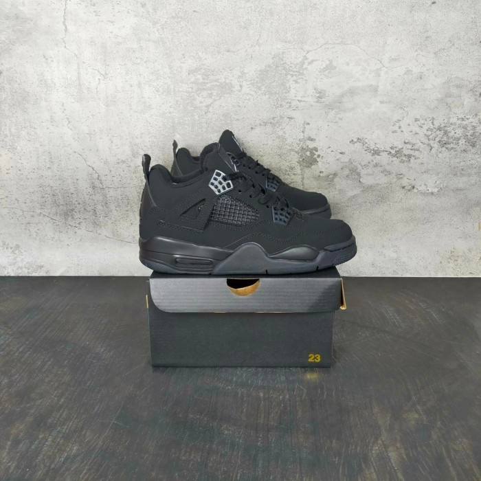 Jual sepatu sneakers Nike air Jordan 4 full black cat | Shopee Indonesia