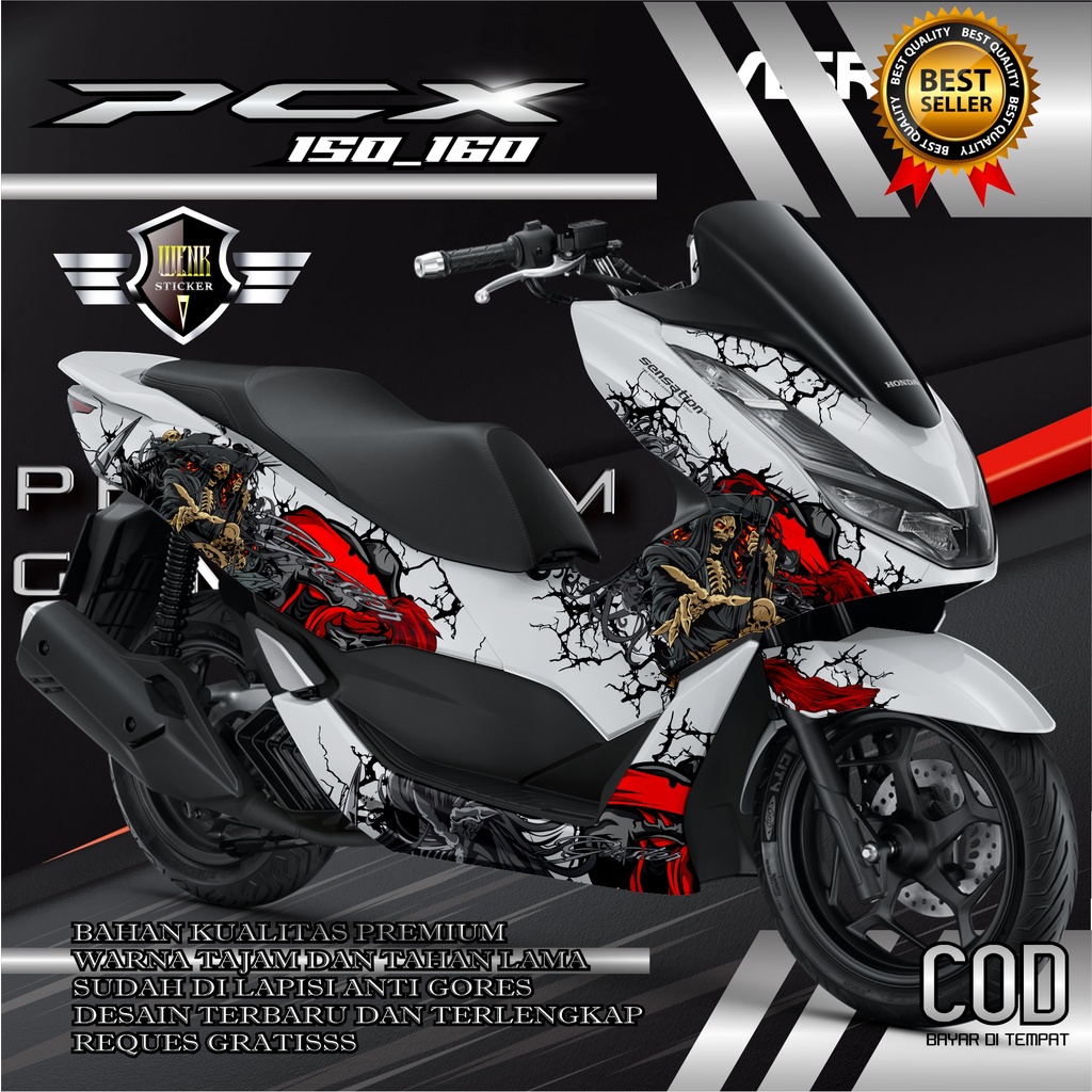 Jual DECAL STICKER PCX 150_160 Desain KING SKULL WARRIOR, TENGKORAK ...