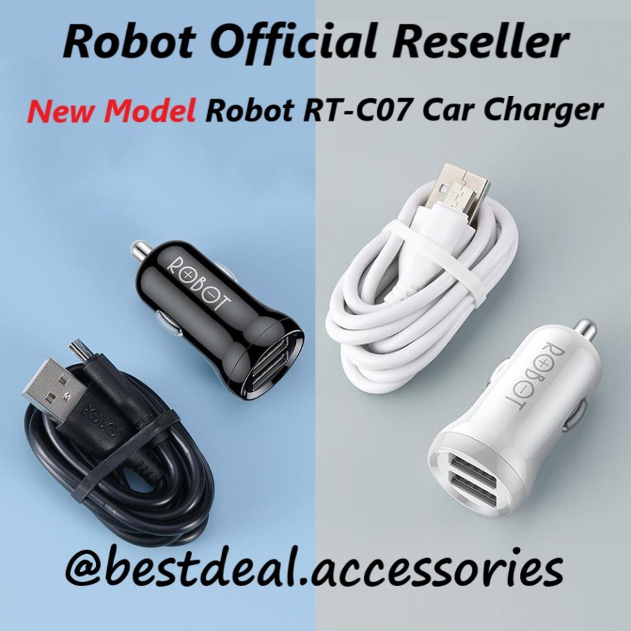 Jual Robot RT-C07 2.4A Dual USB Car Charger Saver Mobil (new model RT-C06) | Shopee Indonesia