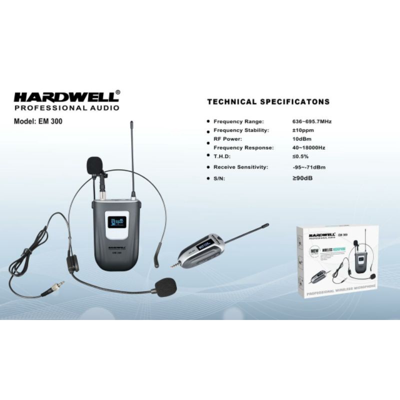 Jual Hardwell em 300/Mic wireless Hardwell EM 300 Mic Bando headset ...