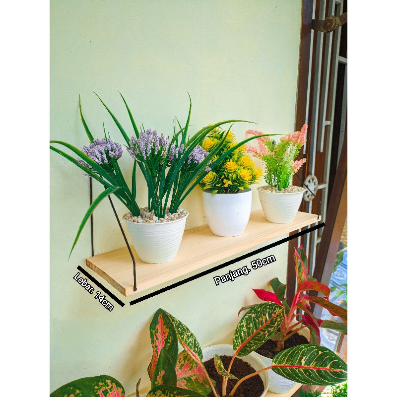 Jual Rak Dinding Estetik Besi Gantung ukuran 50x14cm | Shopee Indonesia