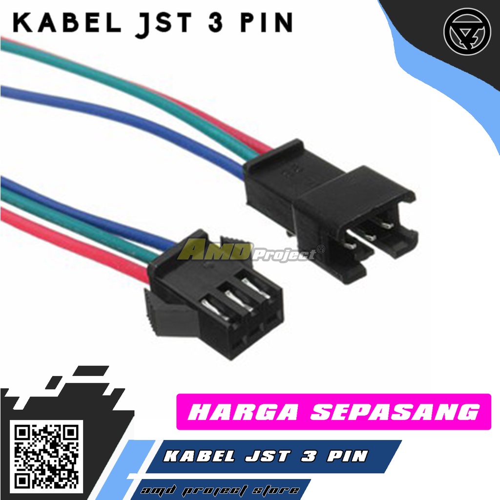 Jual Socket Kabel JST 3P 3 Pin Connector Cable Male Female Sepasang Soket Cowok Cewek Jantan ...