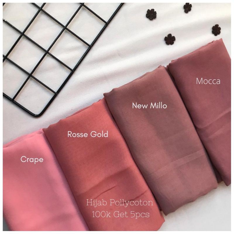 Jual Hijab Pollycotton Hijab Square ( Mocca, New Millo, Rose gold ...