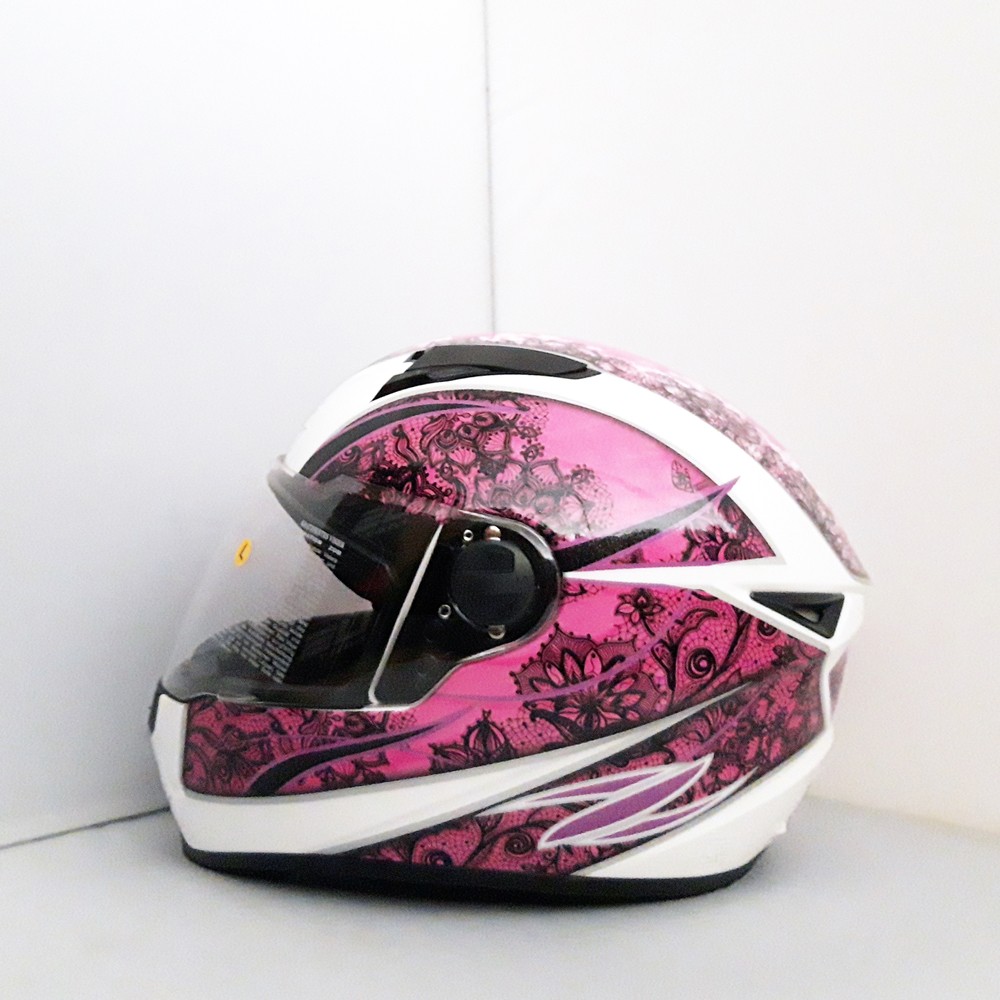 Jual Helm Zeus ZS-811 White/AL9 Purple + Dark Smoke FullFace | Shopee ...