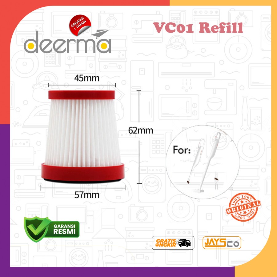 Jual Deerma Dust Filter for Vacuum Cleaner VC01 Refill Debu | Shopee ...