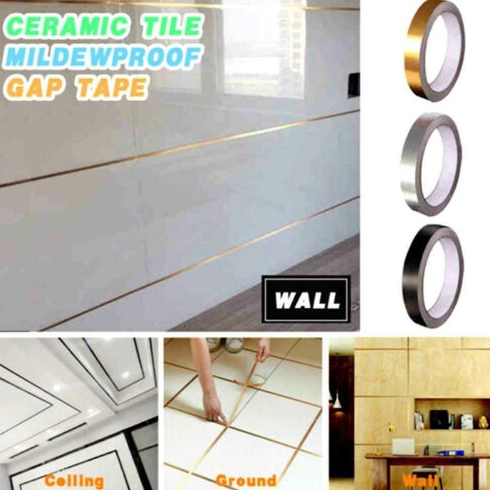 Jual 50m Sticker Nat Stiker Garis Keramik Lantai Ubin Gold Silver Mewah ...