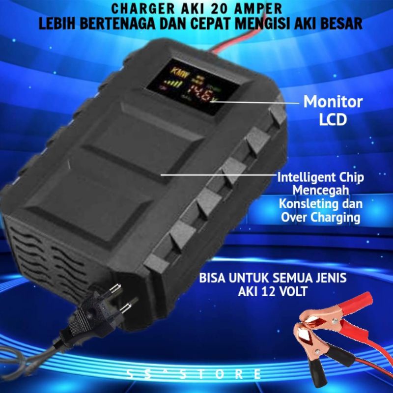 Jual Cas aki charger accu ces aki Truk Mobil 12V 20A smart fast ...