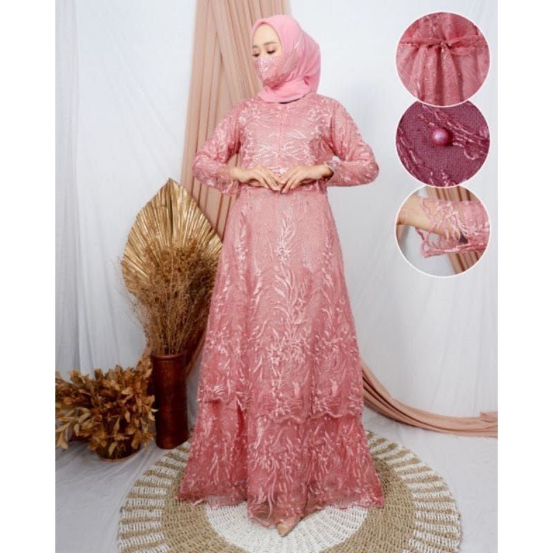 Jual Gamis Tile Tingkat Maxi Dress Gamis Kondangan Kebaya Modern | Shopee Indonesia