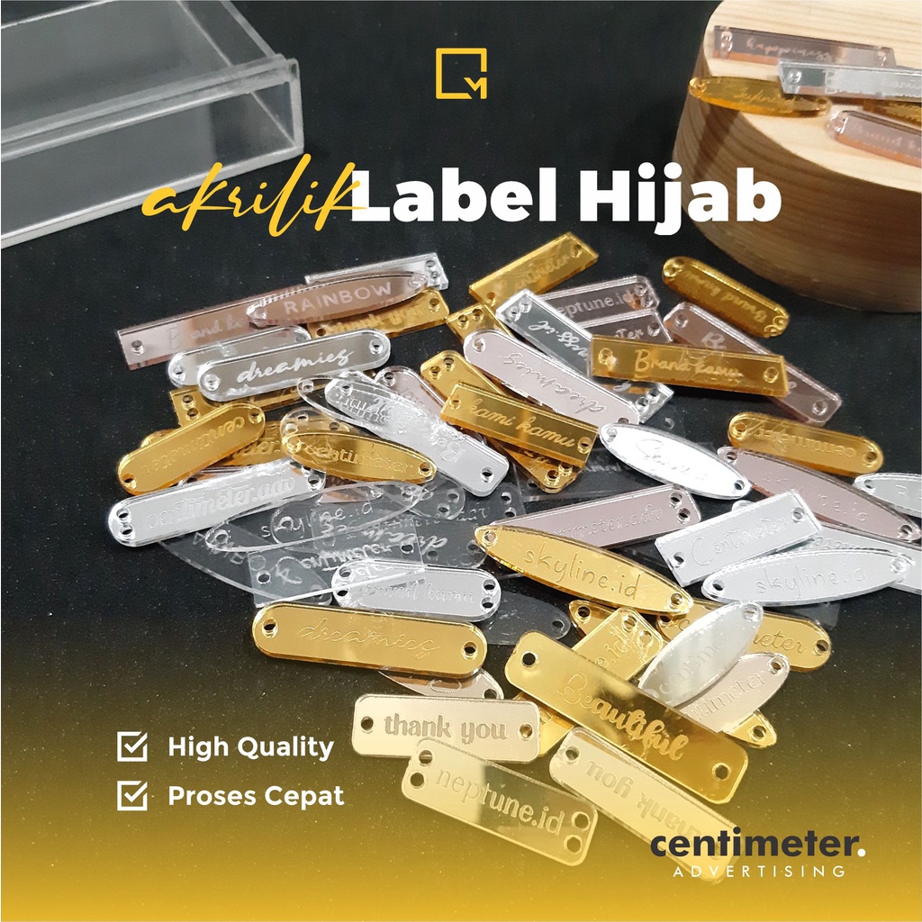 Jual LABEL HIJAB AKRILIK GRAFIR / TAG HIJAB AKRILIK / name tag label ...