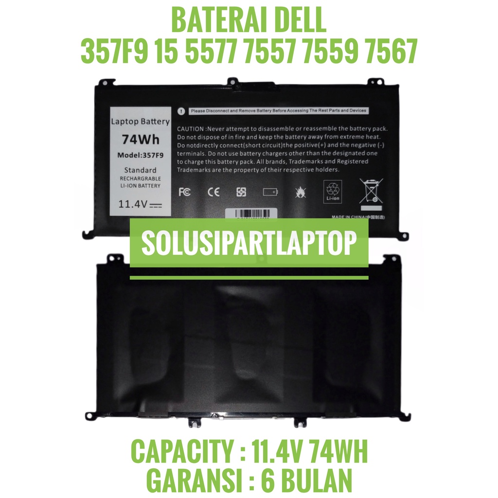 Jual Baterai Lap Dell Inspiron 15 7000 7566 7567 7557 7559 71JF4 357F9 ...