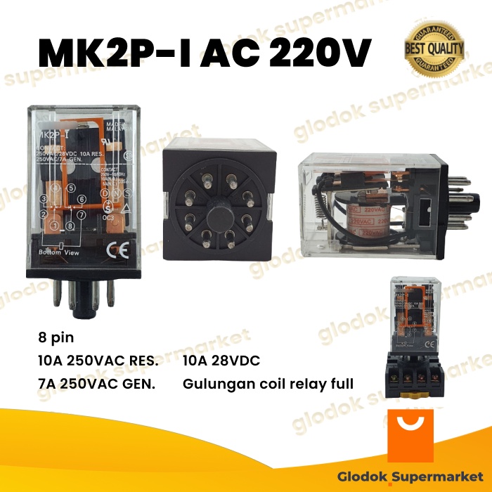 Jual Relay MK2P AC 220V 8 pin Riley MK2P-I 220 Volt 8p 10a | Shopee Indonesia