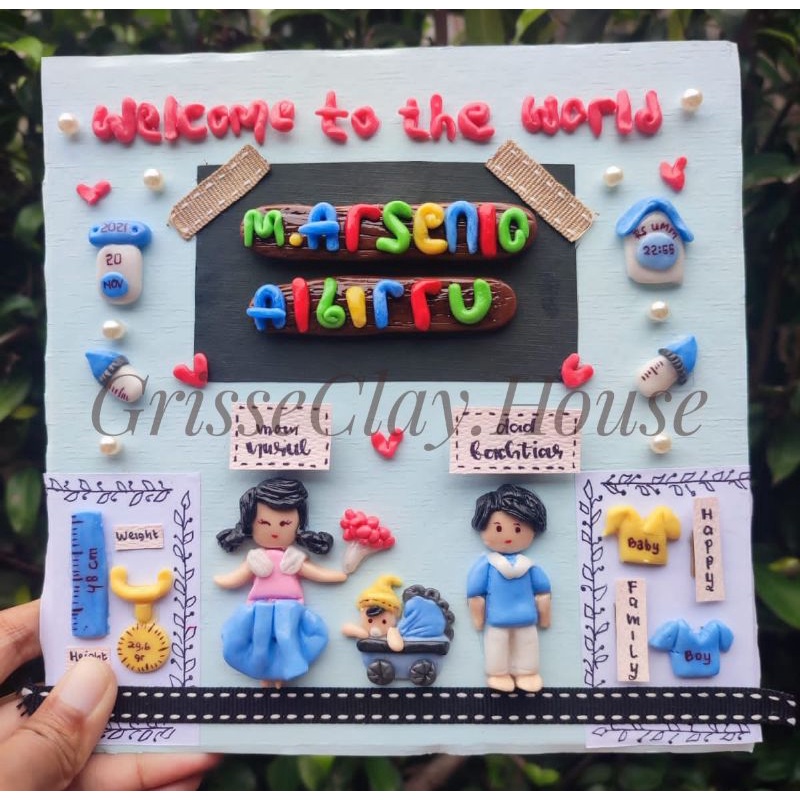 Jual Kado hadiah biodata kelahiran bayi clay frame | Shopee Indonesia