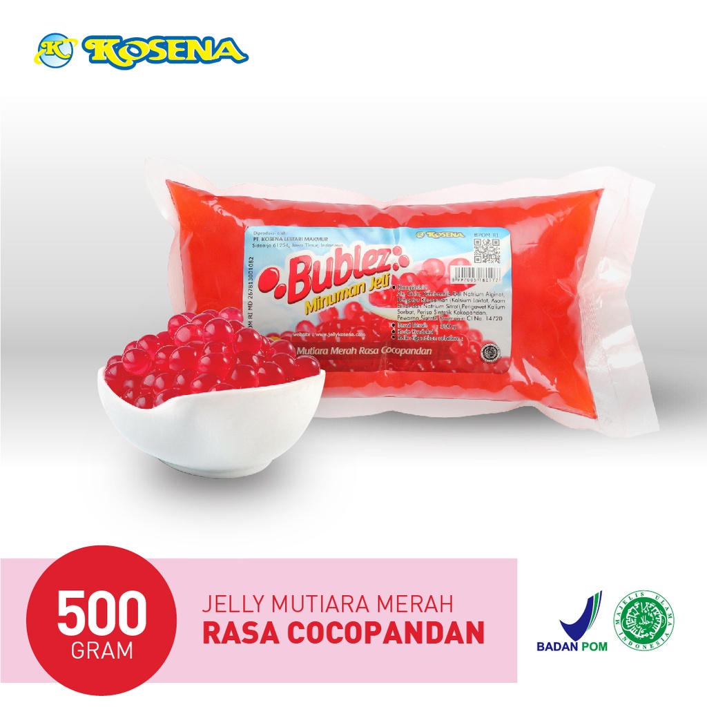 Jual Bublez Jelly Mutiara Merah Rasa Cocopandan 500g | Shopee Indonesia