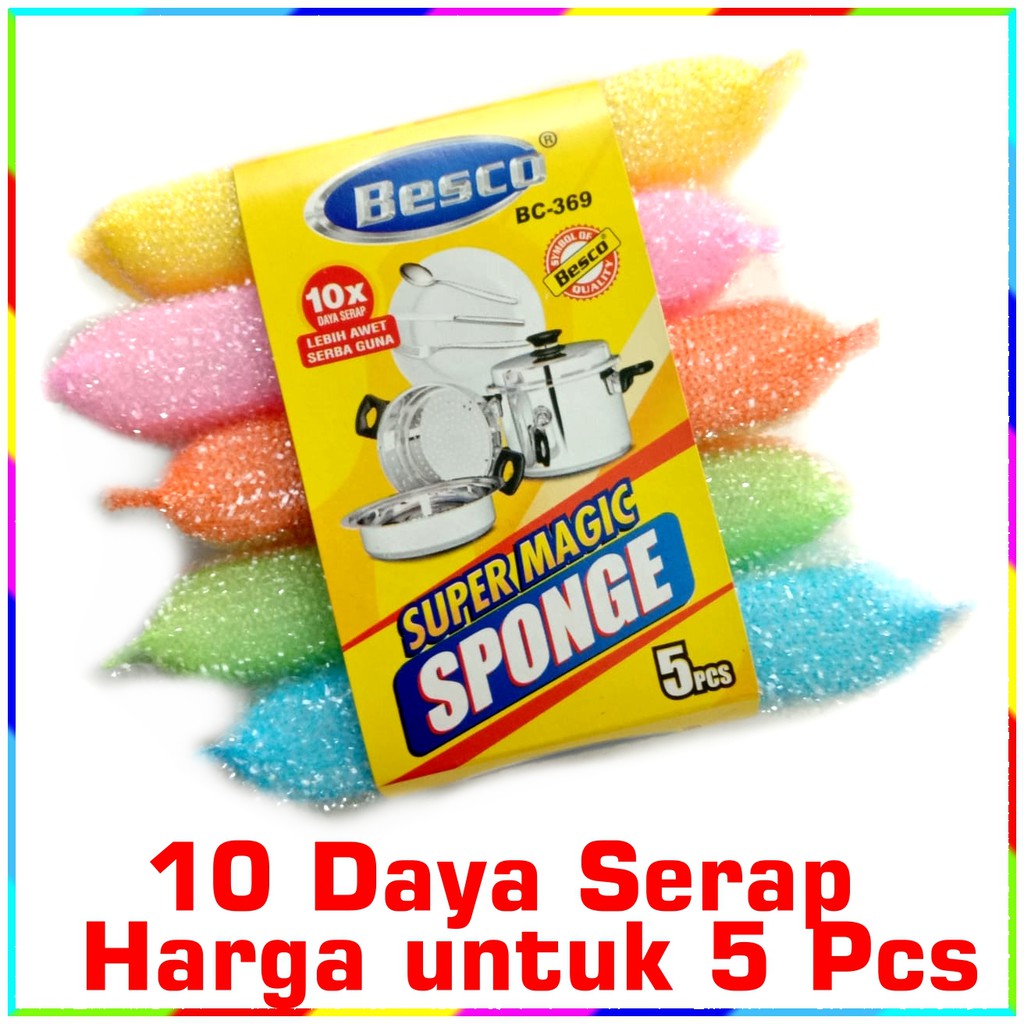 Jual 5x [lima biji] spon BESCO super magic sponge SPON / SPONS CUCI ...