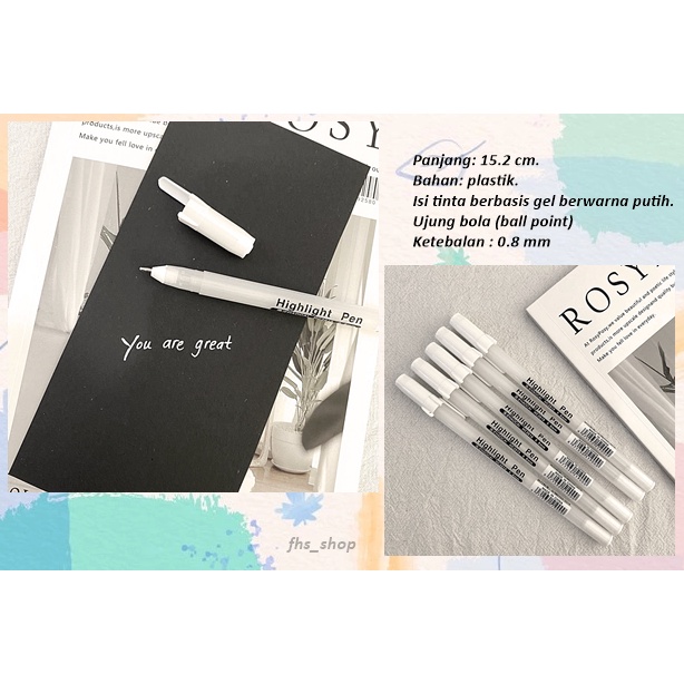 Jual Pulpen Gel Pulpen Putih Pulpen Tinta Putih Highlight White Ink Pen ...