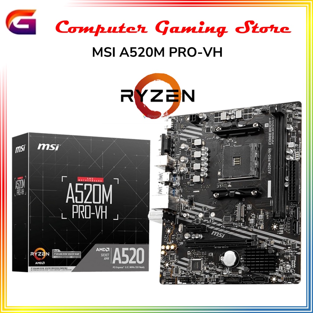 Jual MSI A520M PRO-VH Motherboard AMD Socket AM4 | Shopee Indonesia
