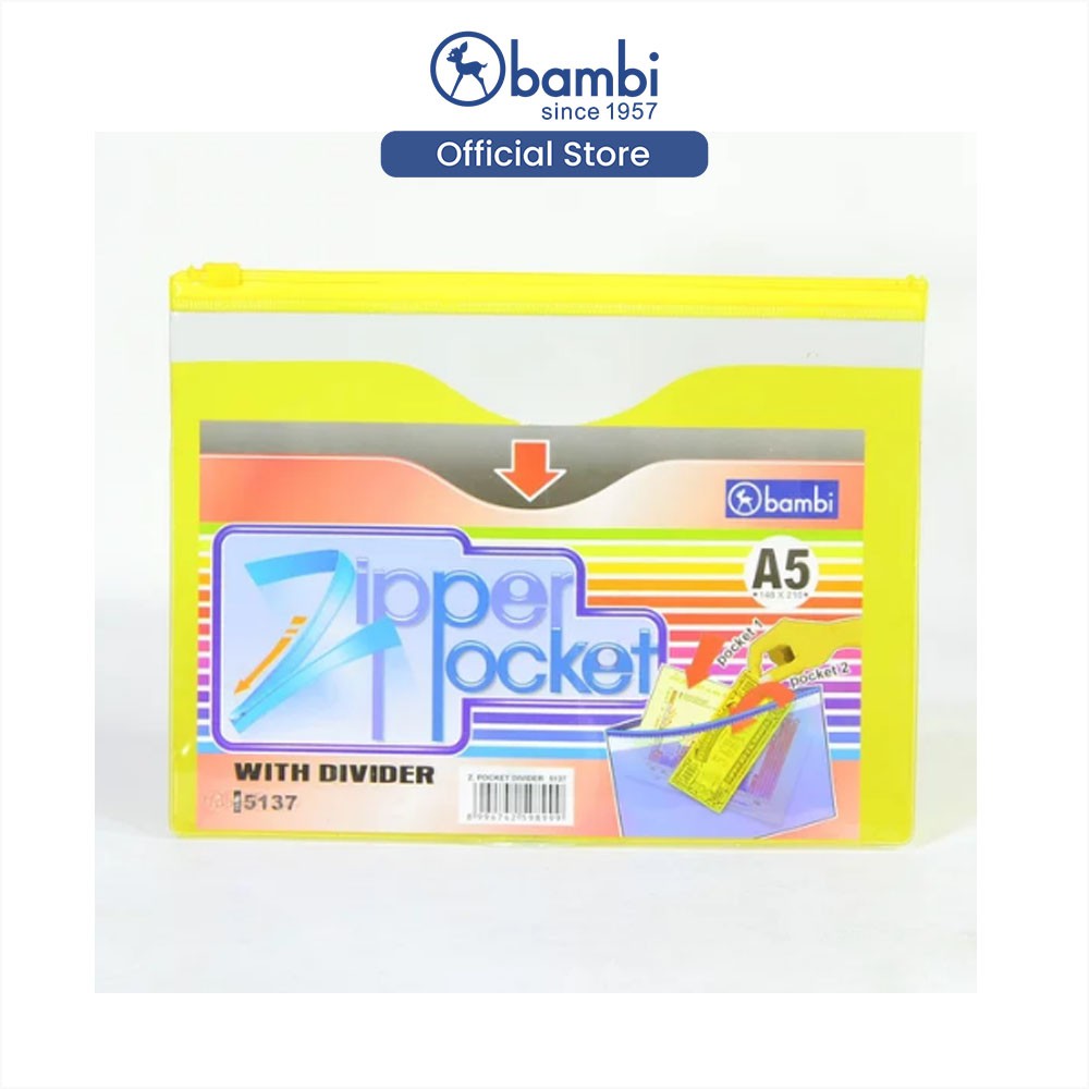 Jual Bambi Organizer Map Dokumen A5 Zipper Pocket With Divider Tipe PVC ...