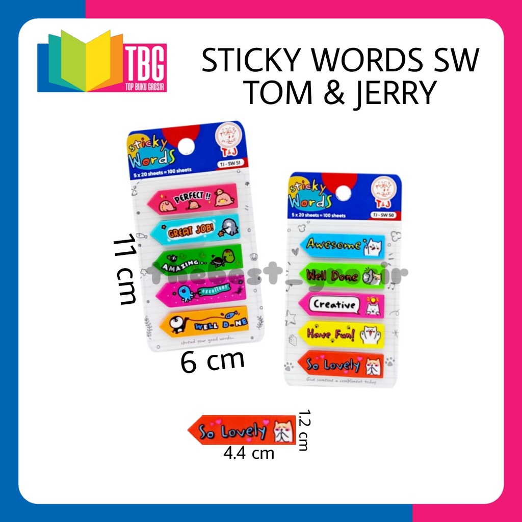 Jual 1 PAD STICKY WORDS SW PANAH TOM & JERRY / STICK NOTES / BOOK ...