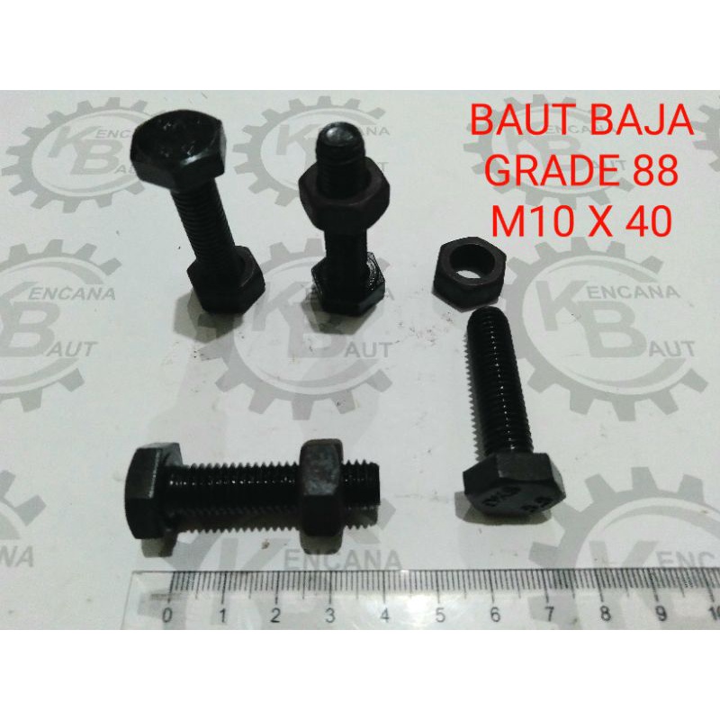 Jual BAUT BAJA M10 X 40 GRADE 88 / HEXAGON BOLT M10 X 40 KUNCI 17 PANJANG 4 CM | Shopee Indonesia
