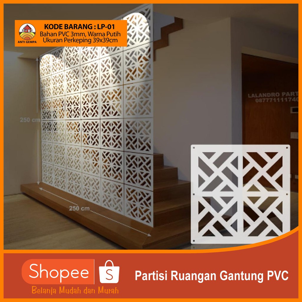 Jual Partisi Ruangan Gantung PVC Putih 3mm LP-01 Ukuran 39x39cm Harga ...