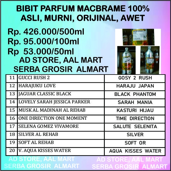 Jual bibit biang parfum murni macbrame asli murni 50ml gucci rush ...