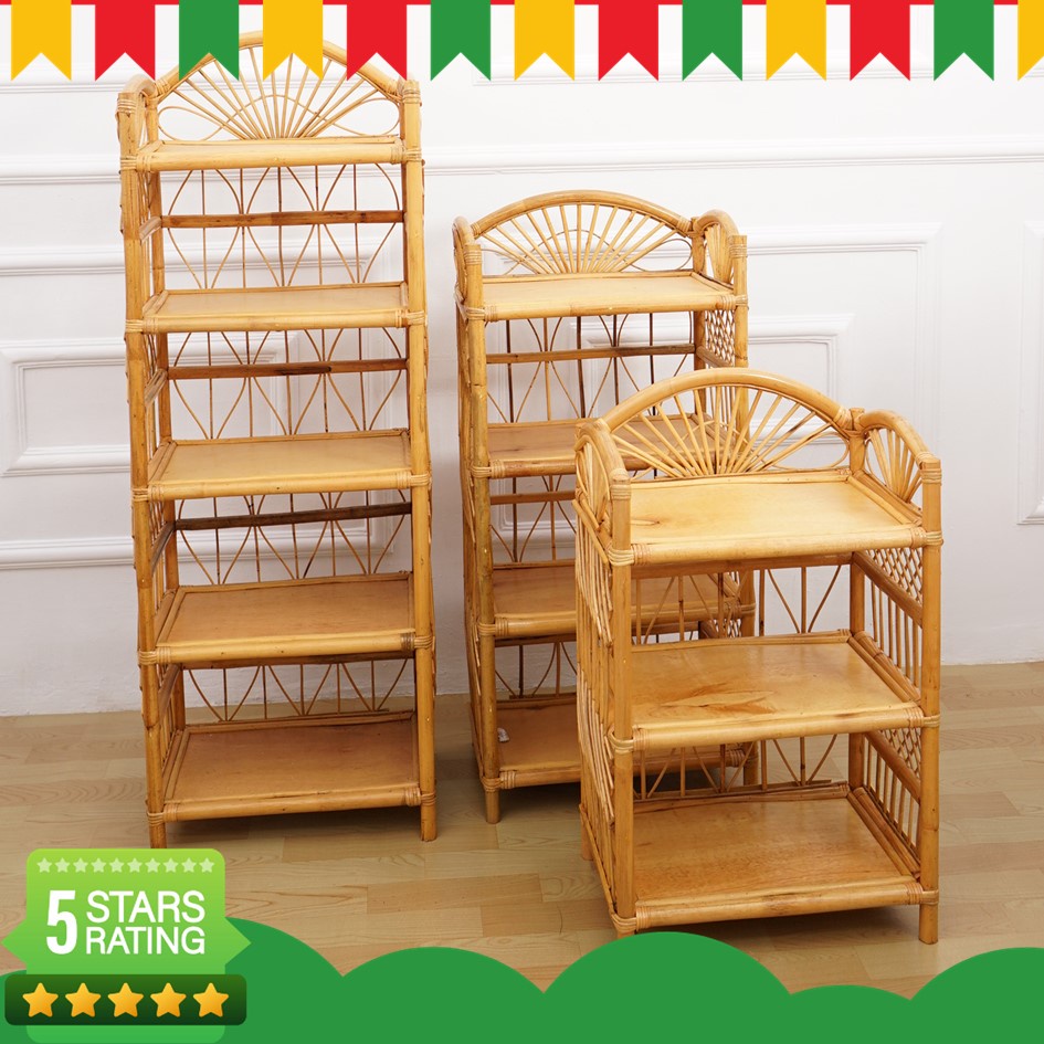 Jual RAK ROTAN SUSUN 3 4 5 TINGKAT BAHAN KOKOH KUAT SUDAH VERNIS ...