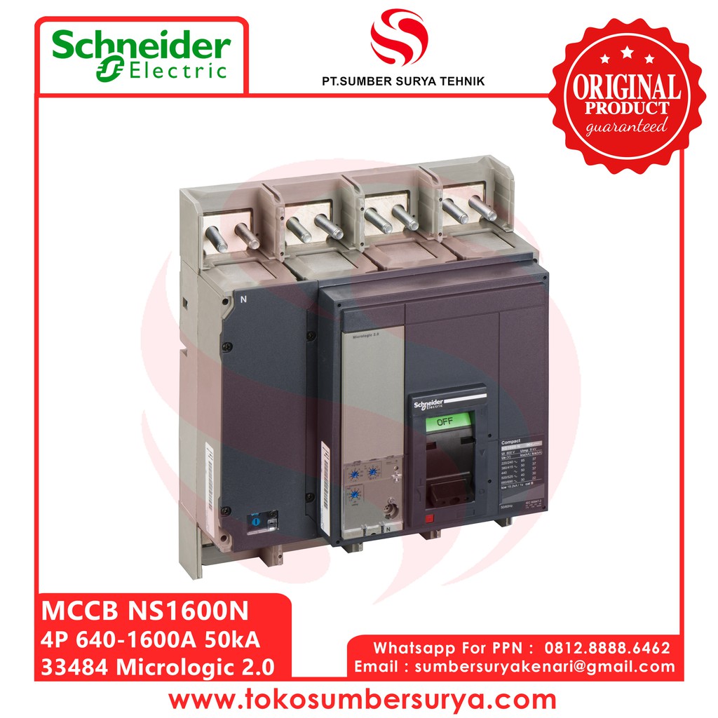Jual MCCB NS1600N 4P 640-1600A 50kA Saklar Listrik ON OFF 33484 SNI ...