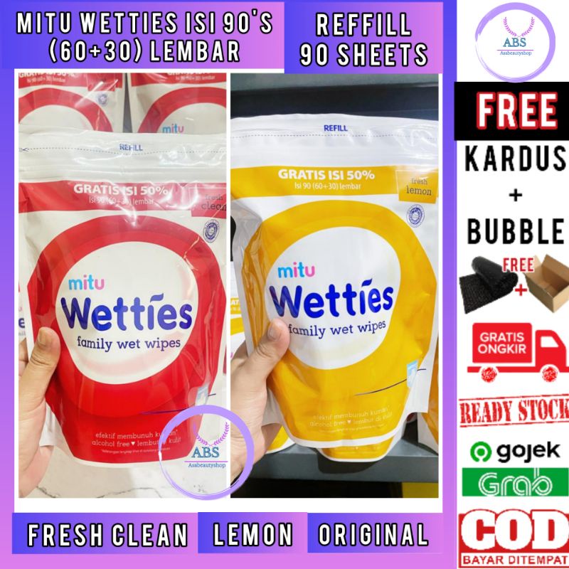 Jual Mitu Tisu Basah Antiseptic Lemon Refill 90'S + Mitu Tisu Basah ...