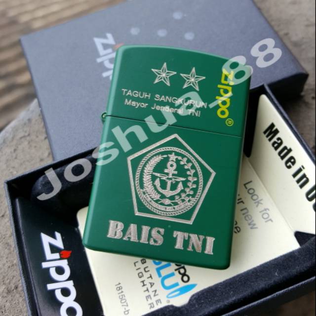 Jual Zippo Custom Ukir Logo BAIS TNI MABES TNI Bisa logo dan nama sendiri | Shopee Indonesia
