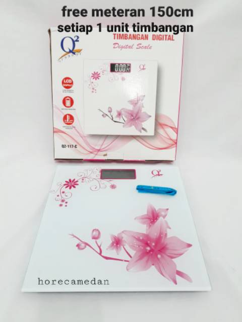 Jual Timbangan Badan Kaca Digital Bathroom scale + suhu badan Q2 117 | Shopee Indonesia