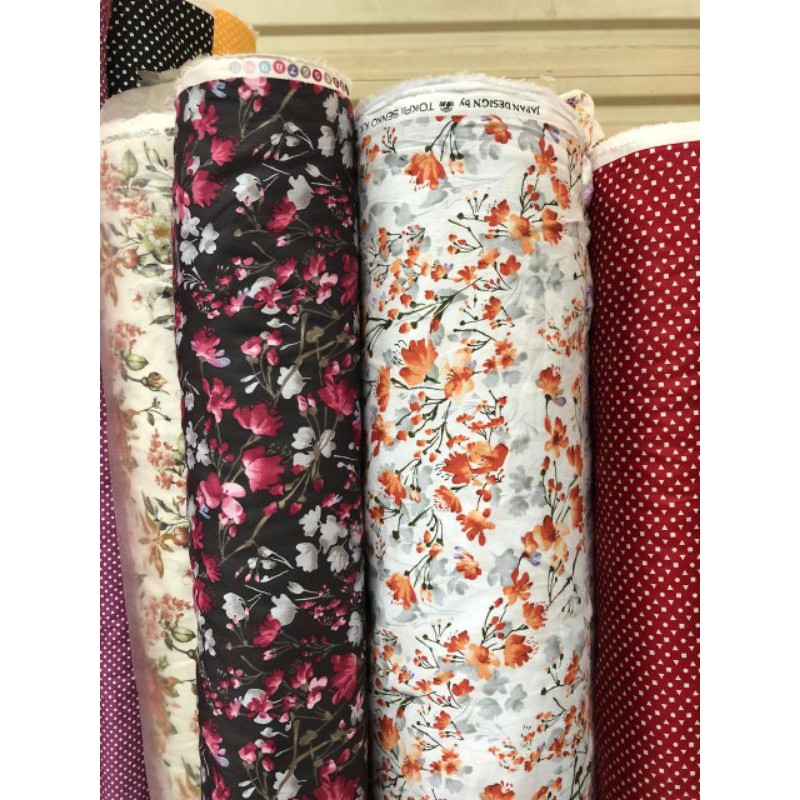 Jual bahan kain katun jepan catoon catton japan desain motif daun besar ...