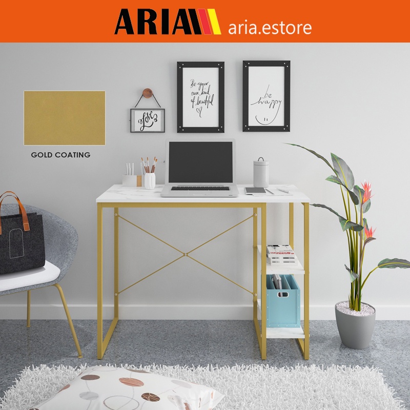 Jual ARIA FURNITURE - KENJI MEJA GOLD KERJA / MEJA BELAJAR GOLD / MEJA ...