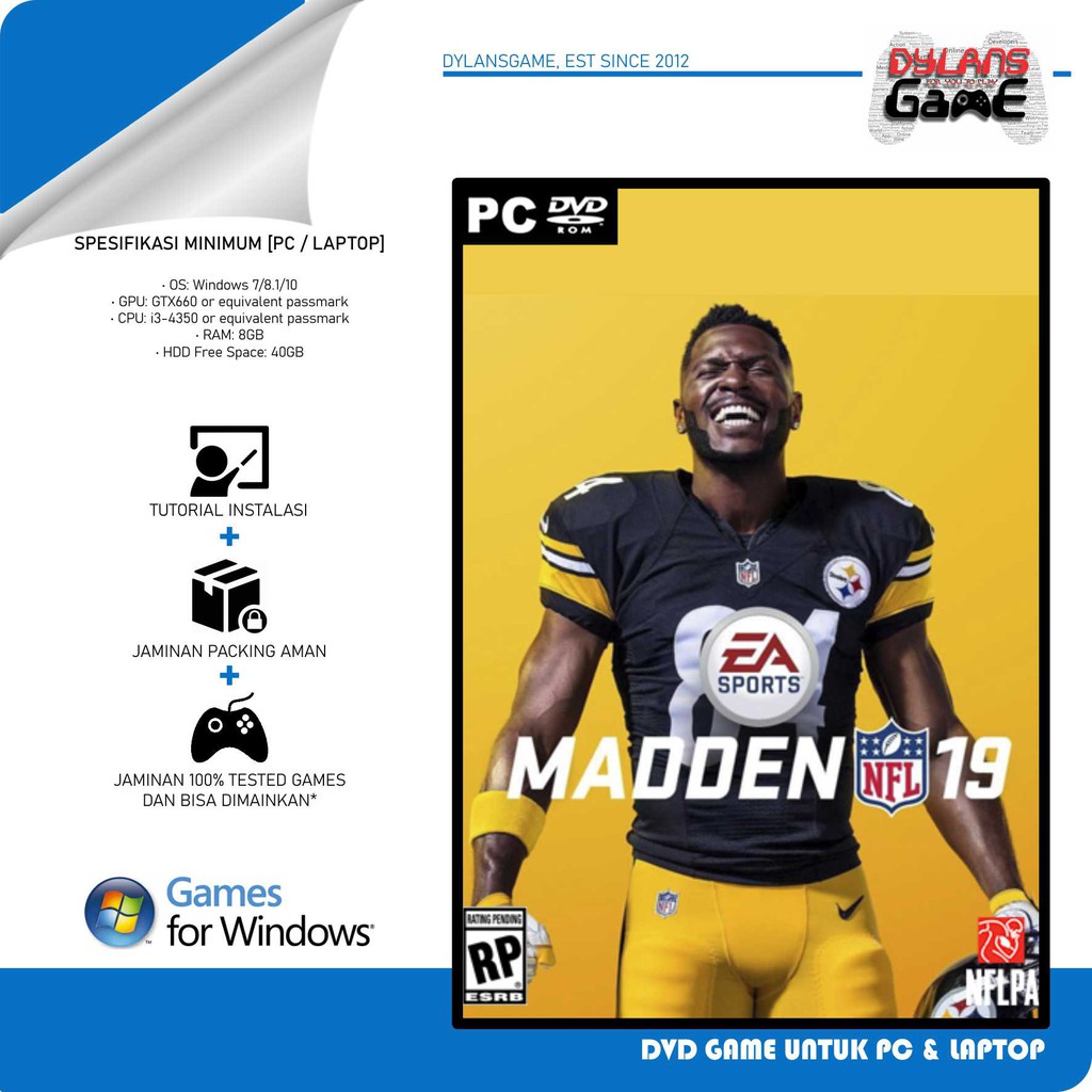 Jual MADDEN NFL 19 GAME PC DVD GAME LAPTOP PC | Shopee Indonesia