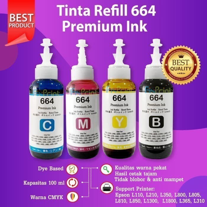 Jual TINTA isi ulang For Epson L120 /L310/L220/ L360/ L380/ L405/ L565 ...