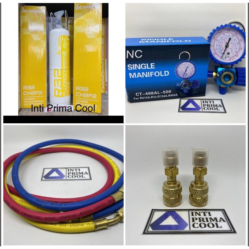 Jual Paket isi freon AC rumah R32 lengkap Freon + manifold + selang ...
