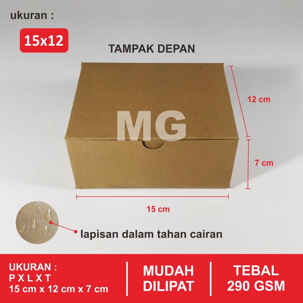 Jual dus snack / dus ukuran 15x12 cm / dus snack bahan kraft / dus ...