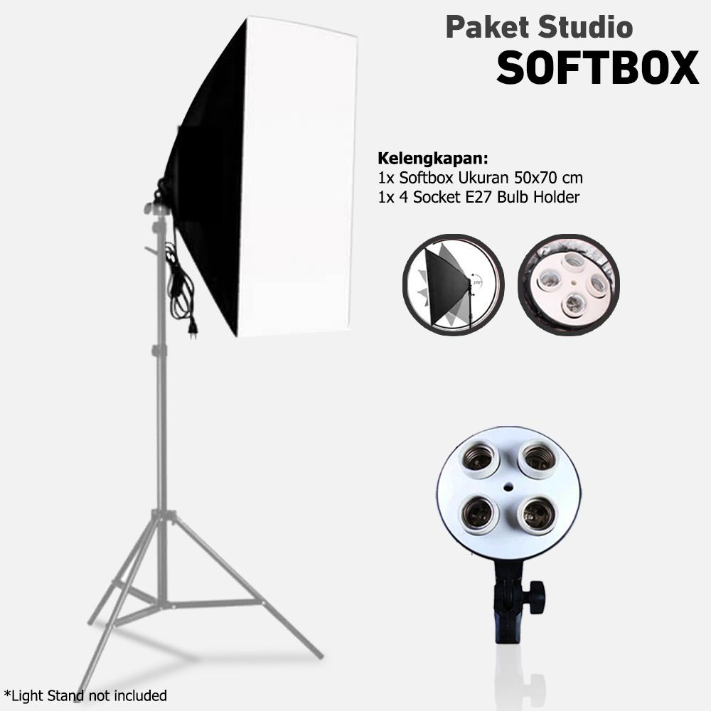 Jual Photo Studio Softbox + 4 Socket E27 Bulb Holder 50x70cm | Shopee Indonesia