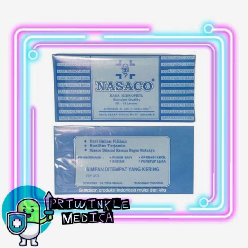 Jual kasa steril nasaco isi 16 lembar verban perban / box kotak biru ...