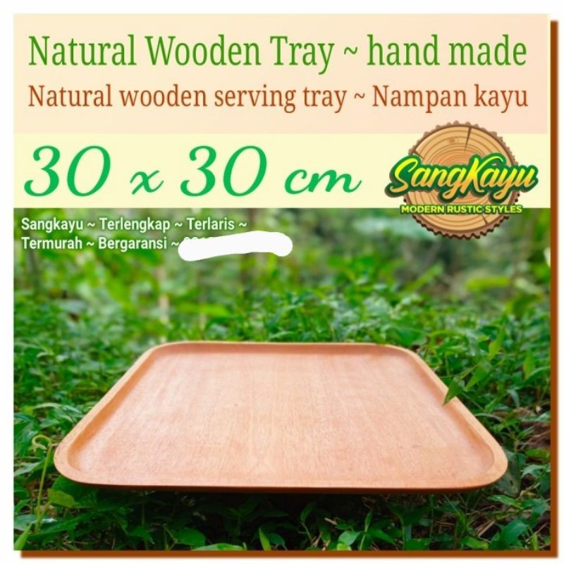 Jual Natural Wooden Tray 30x30cm nampan kayu nampan saji serving tray ...