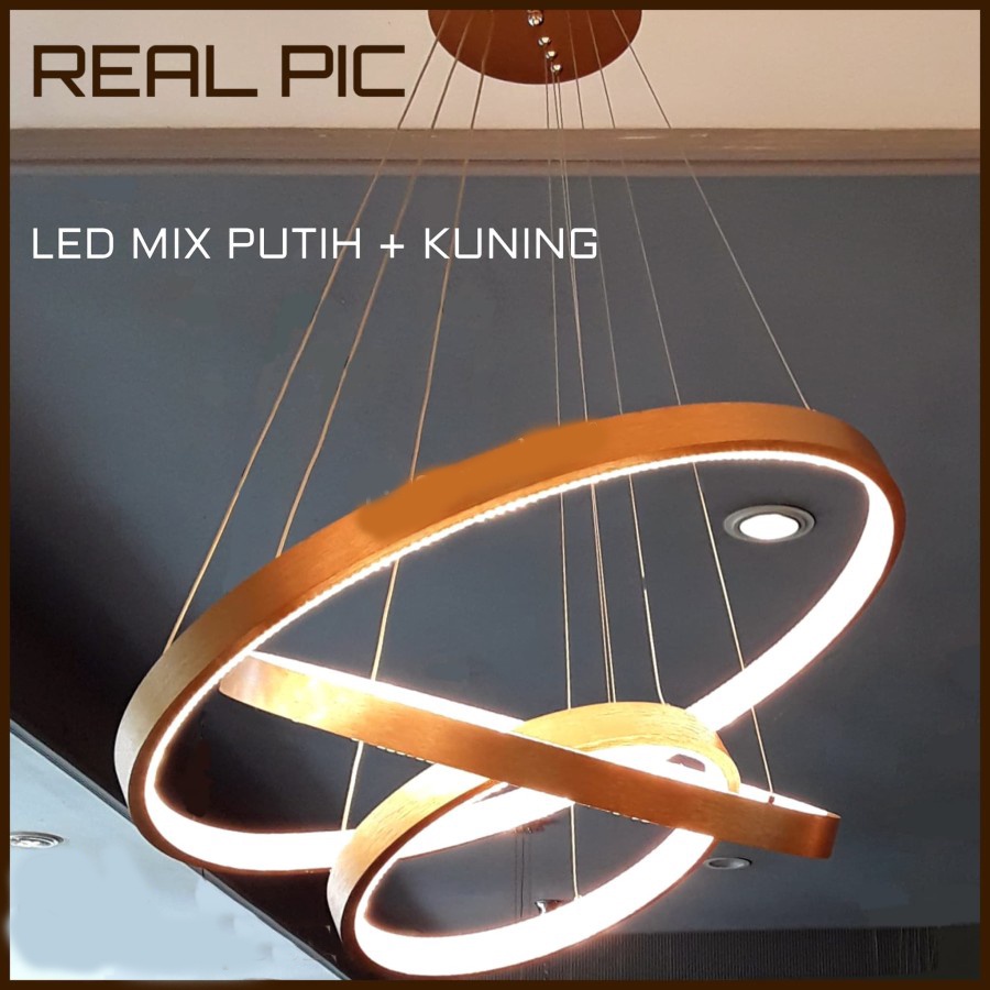 Jual Lampu hias gantung MODERN GOLD HAIRLINE COFFE BROWN LED RINGS 80 ...