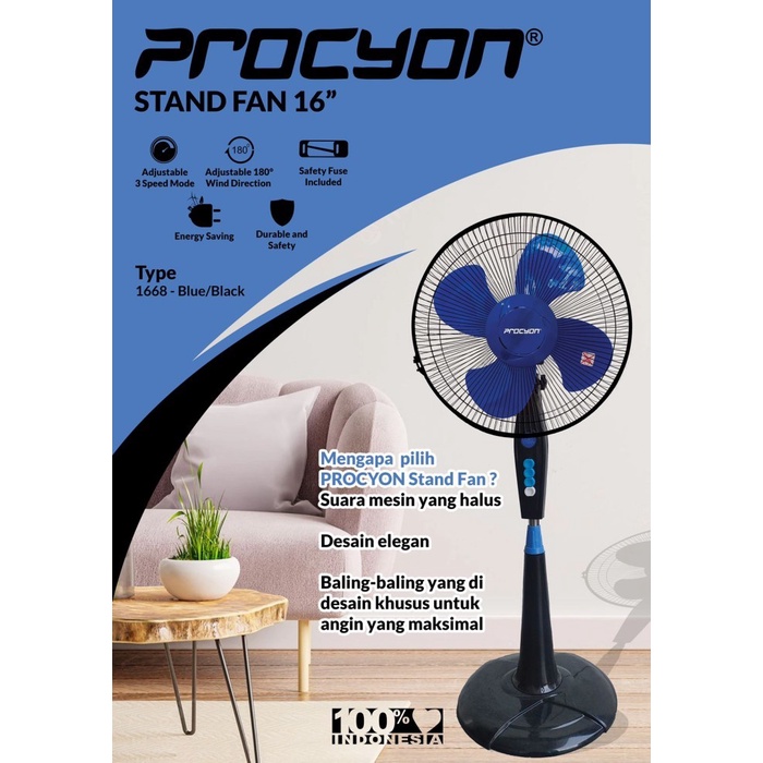 Jual Procyon 1668 Stand Fan 16 inch Kipas Angin Berdiri - Bisa Swings ...