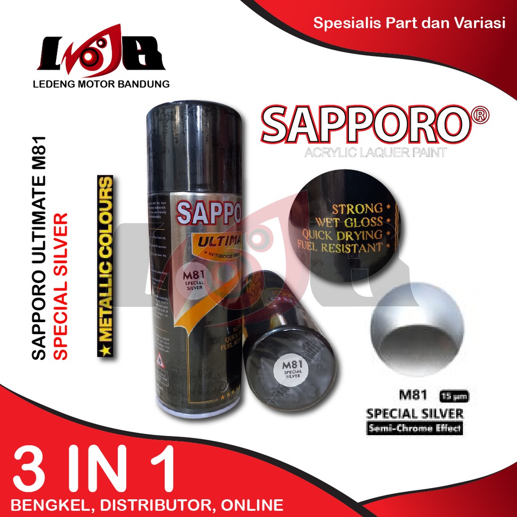 Jual SAPPORO ULTIMATE Special Silver M81 Cat Semprot Aerosol Paint ...