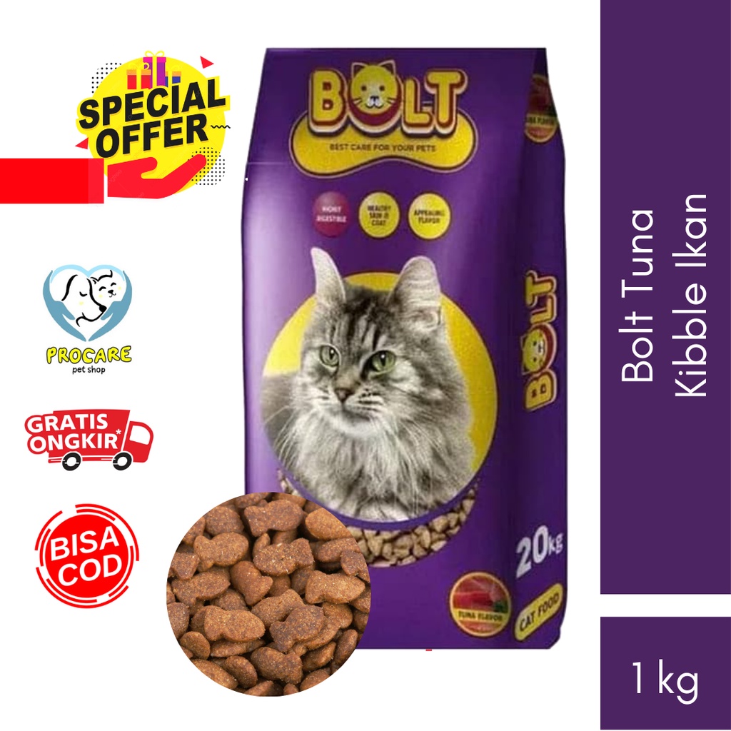 Jual BOLT Makanan Kucing - Bolt Tuna Flavour (kibble ikan) | Shopee ...