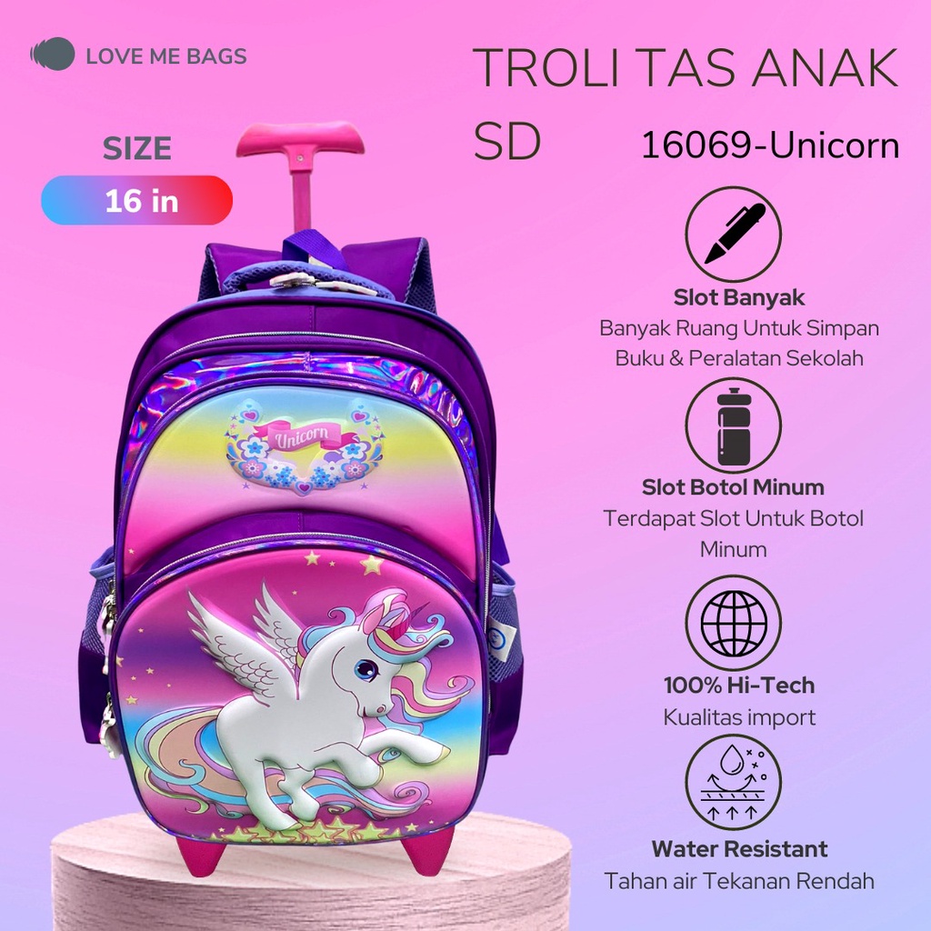 Jual LMB Tas Troli Anak Perempuan SD Sekolah Roda Dorong Trolley Gambar ...