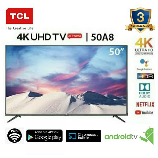 Jual TCL 50A8 LED SMART TV 50 INCH UHD 4K ANDROID TV | Shopee Indonesia