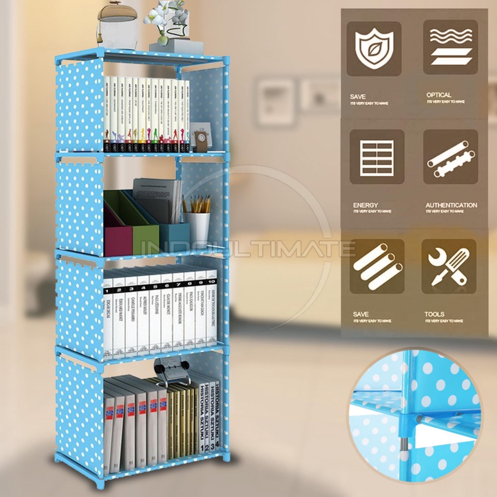 Jual Rak Buku Portable Serbaguna 5 Susun 4 Ruang / Rak Buku Multifungsi ...