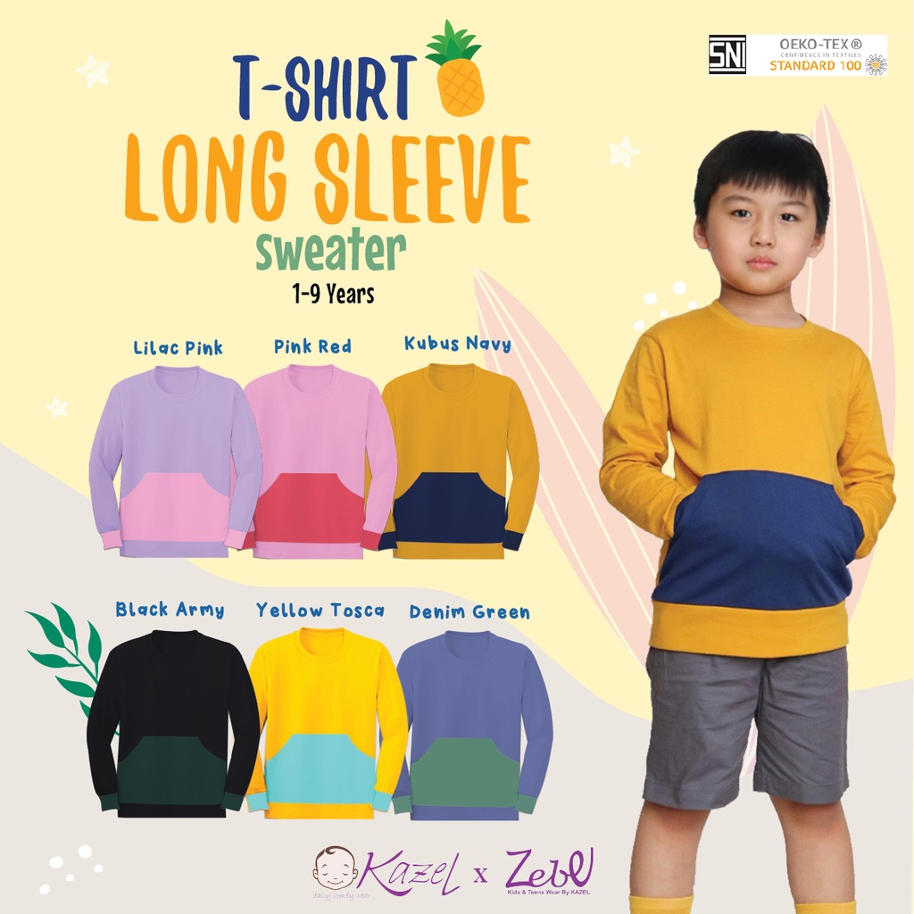 Jual KAZEL Zebe Tshirt Long Sleeve - Sweater Design (1 Pcs) 1-8 Tahun ...