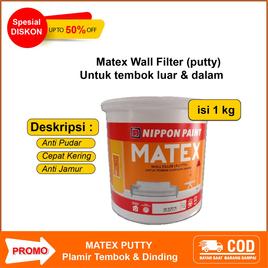 Jual Dempul Tembok Anti Bocor MATEX Dempul Plamir Plamur Pelamir Tembok Wall Filler Putty 1Kg 1 ...