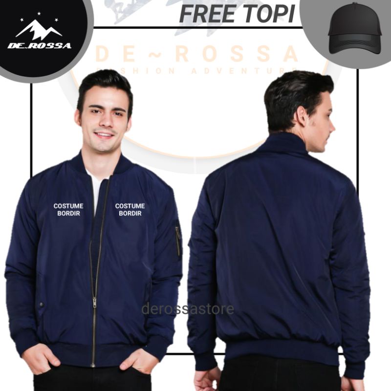Jual Jaket Bomber Jaket Costume Logo Bank Bordir Free Topi sablon ...